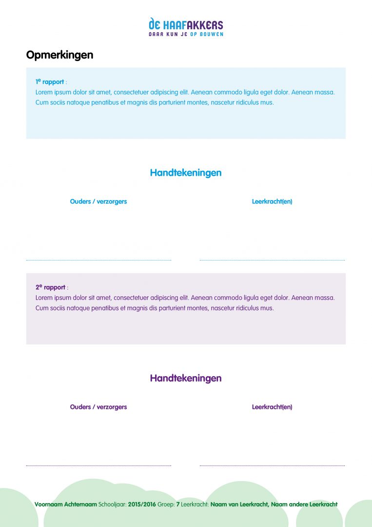 Voorbeelden van een digitaal schoolrapport