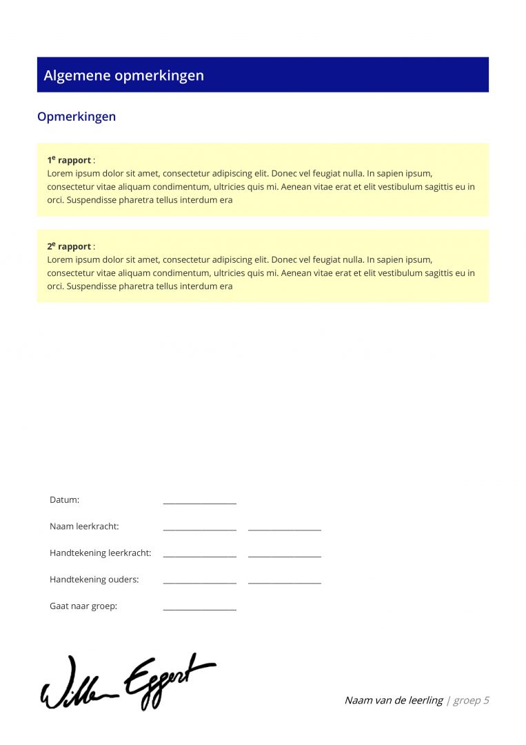 Voorbeelden van een digitaal schoolrapport
