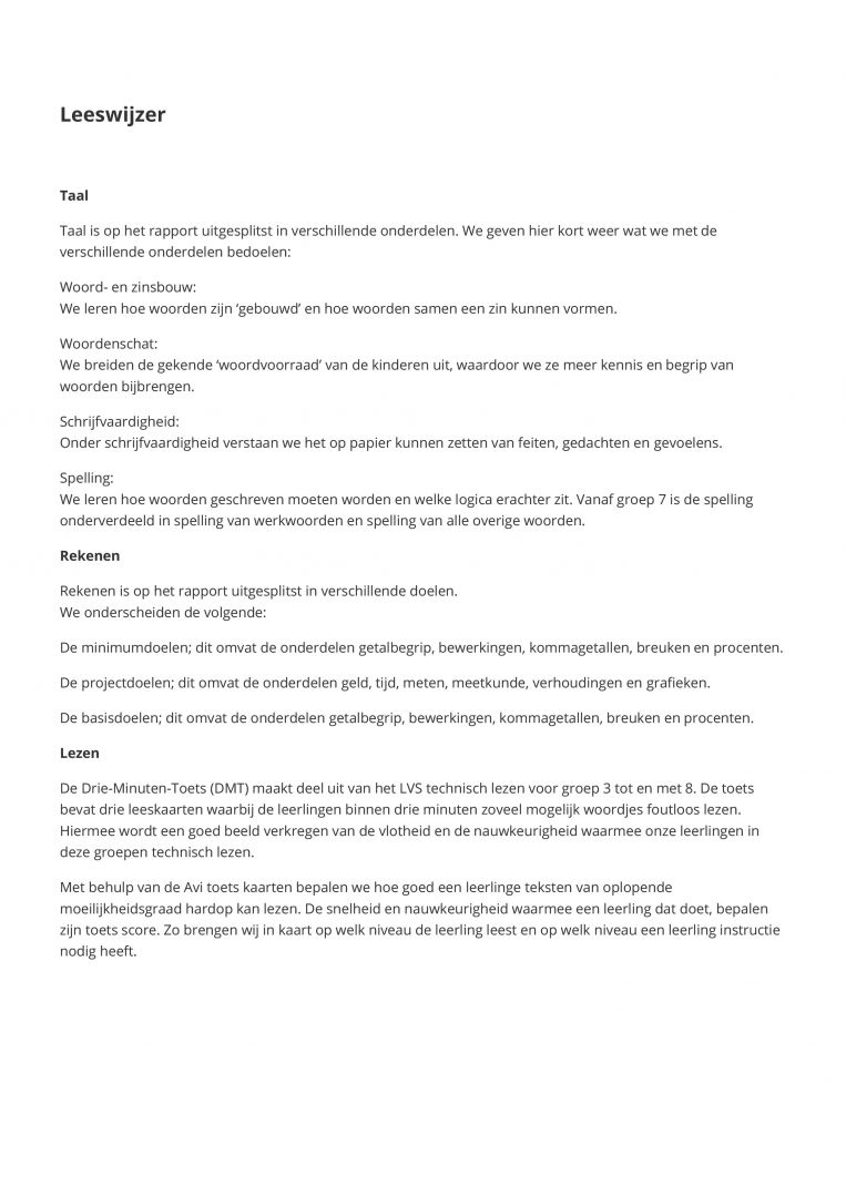 Voorbeelden van een digitaal schoolrapport